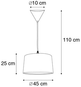 Moderní závěsné svítidlo černé s bílým stínítkem 45 cm - Pendant