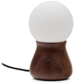 Tmavě hnědá stolní lampa z kaučukového dřeva (výška 26 cm) Okeni – Kave Home