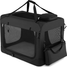 Costway Přepravka pro psy skládací přenosný přepravní box pro psy se – černý