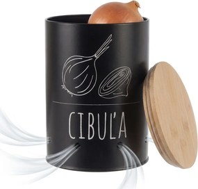 Orion Dóza na cibuli, plech/bambus pr. 13 cm, BLACK SK