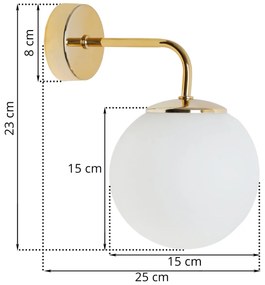 Nástěnné svítidlo Florence 2, 1x bílé skleněné stínítko, G