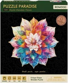 RoboTime Dřevěné puzzle Květinová mandala / 200 dílků / od 14 let