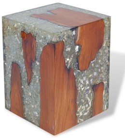 Stolička Moans z teaku a pryskyřice | 30x30x40 cm
