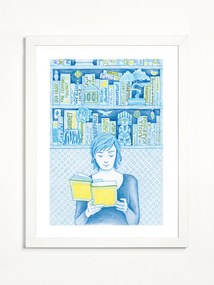 Barbora Brůnová | Čtenářka Rám: Bílý, Velikost: 100 x 70 cm