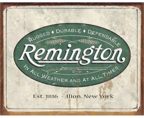 Plechová cedule Remington - Weathered Logo 40 cm x 32 cm