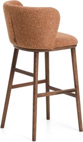 Čalouněná barová židle v terakotové barvě (výška sedáku 75 cm) Ciselia – Kave Home
