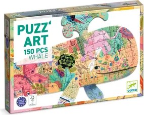DJECO Obrysové puzzle Velryba / 150 dílků / 67,4x40 cm