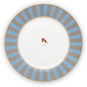 Pip Studio Love Birds talíř Ø 21cm, modrý-khaki (snídaňový talíř)