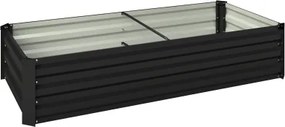 Outsunny obdélníkový zahradní květináč z pozinkované oceli s bezpečnostním okrajem a otevřenou půdou 150x70x30cm tmavě šedý