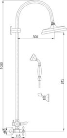 Slezák Rav Morava Retro baterie 100mm s hlavovou a ruční sprchou chrom MK181.0/3