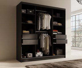 ADRK Furniture Šatní skříň s posuvnými dveřmi Tola 200 ADRK-SW-TOL-200-B