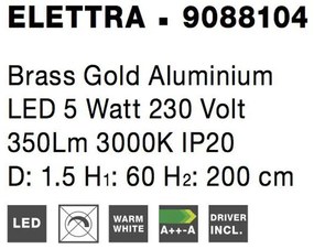 Nova Luce Závěsné LED svítidlo ELETTRA, 5W 3000K Barva: Zlatá