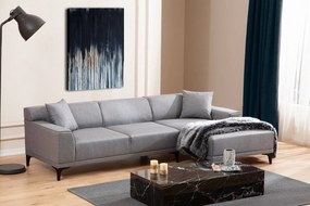 Designová rohová sedačka Dellyn 250 cm světle šedá - pravá
