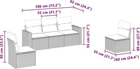 5dílná zahradní sedací souprava a podušky světle šedá polyratan 3218782