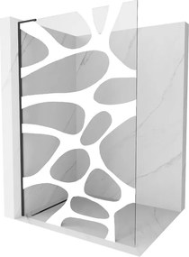 Mexen Kioto L, sprchová zástěna Walk-In 110 x 200 cm, 8mm čiré sklo bílý vzor, ​​černý profil, 800-110-103-70-97