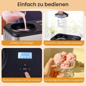 Costway 2 v 1 Výrobník zmrzliny s funkcí jogurtu 1,5 L kompresorový stroj