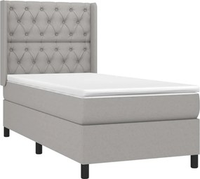 Box spring postel s matrací a LED světle šedá 80x200 cm textil 3138509