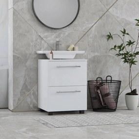 HOMCOM Koupelnová skříňka pod umyvadlo se zásuvkou a prostorem, koupelnový nábytek s protiskluzovým zařízením pro nástěnné umyvadla, bílá, 41,5 x 35,…