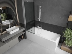 Mexen Next, vanová zástěna 1-křídlová 60 x 150 cm, fixní křídlo, 6 mm šedé sklo, bílý profil, 895-060-000-00-40-20