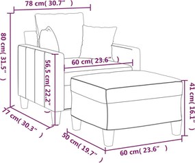 Křeslo s podnožkou tmavě šedé 60 cm textil 3201082