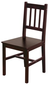 Jídelní dřevěná židle CATIA — masiv borovice, hnědý lak