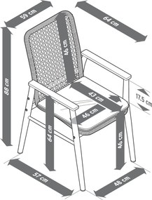 Tchibo - Jídelní židle s teakovými područkami a textilním výpletem - barva: černá