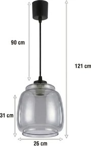 BRILAGI - LED Lustr na lanku R GLASS 1xE27/60W/230V pr. 26 cm černá/kouř šedá