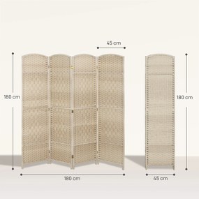 HOMCOM skládací dřevěný paraván se 4 panely, 180 × 180 cm, dub