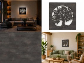 Li-Go "Dub v kruhu" světelný obraz s baterií a pohybovým čidlem 70x70 cm provedení povrchu: černá s patinou