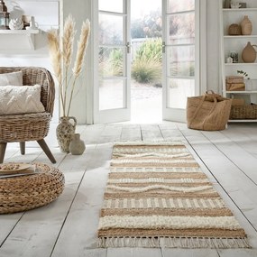 Flair Rugs, Běhoun Jubilant Medina Jute Natural/Ivory, 60x230, béžová, ložnice