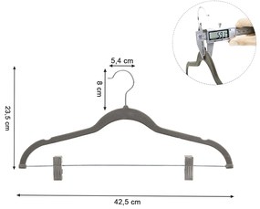Ramínko na oděvy s klipsy 12 kusů - šedé