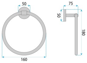 Rea Galo, prstenový věšák na ručník, zlatá matná, REA-88076
