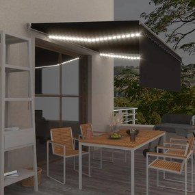 Ručně zatahovací markýza s roletou a LED 4 x 3 m antracitová 3069424