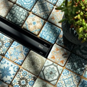 Rea Neox Slim Pro, sprchový odtokový žlab 100cm, černá matná, REA-G2712