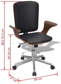 vidaXL Otočná kancelářská židle ohýbané dřevo a umělá kůže