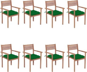 vidaXL Stohovatelné zahradní židle s poduškami 8 ks masivní teak [3072617] Barva: Modrá