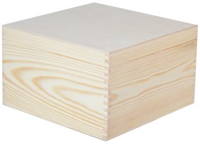 Dřevěná krabička s víkem - 25 x 25 x 15 cm, přírodní - 2. JAKOST!