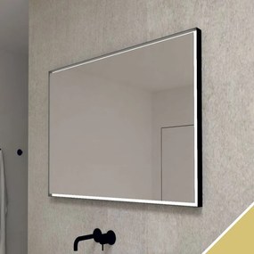 BPS-koupelny Zrcadlo ve zlatém kovovém rámu s LED osvětlením po obvodu Nikoletta LED 14 GOLD Typ: bez vypínače, Rozměry (cm): 100x65 - (Nikoletta LED 14/100 GOLD)