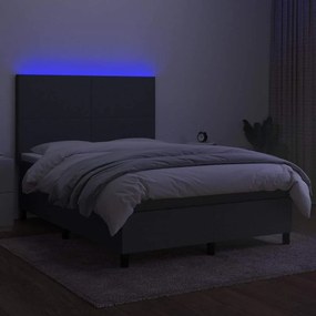 Box spring postel s matrací a LED tmavě šedá 140x200 cm textil 3134718