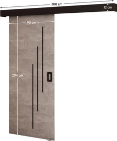 Posuvné dveře, beton/černá/černá, BERI 90 6