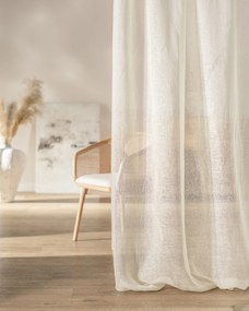 Závěs s řasící páskou barva krémová látka poloprůhledná, pletený vzor