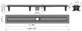 Alcadrain Optimal Podlahový žlab 85 cm s okrajem pro perforovaný rošt nebo vložení dlažby, bez zápachové uzávěry APZ2012-850