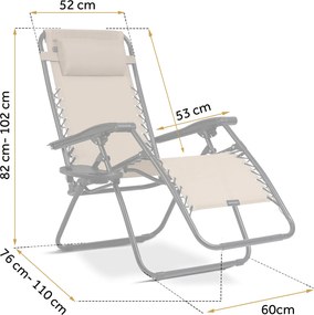 Skládací zahradní lehátko s polštářem Sofotel ChillWell, sada 2 kusy, béžové