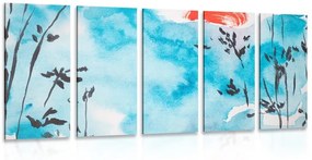 5-dílný obraz malba japonské oblohy - 200x100 cm