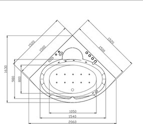 BPS-koupelny Hydromasážní vana HYD-SIG635W 150x150 bez ohřevu