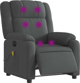 Elektrické masážní polohovací křeslo tmavě šedé textil 3205191