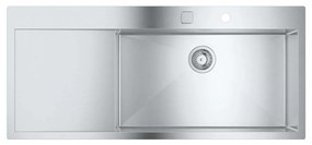 Grohe - Dřez K1000 s automatickým odtokem, 116x52 cm, kartáčovaná nerez 31582SD1