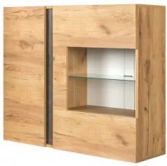 Casarredo Závěsná vitrína 1W1D ARCHI dub kraft zlatý/tmavý kámen