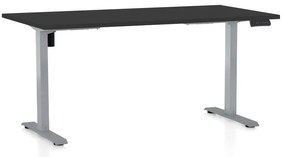 Výškově nastavitelný stůl OfficeTech B, 160 x 80 cm, šedá podnož, černá