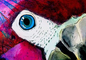 Obraz malovaný papoušek + háčky a hřebíčky ZDARMA Velikost (šířka x výška): 120x60 cm